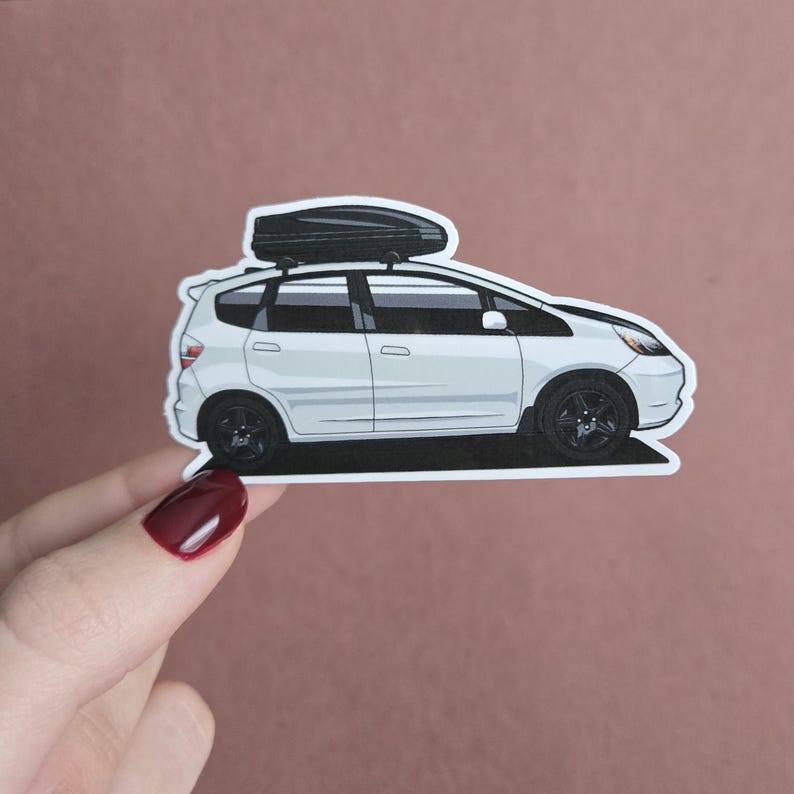 Honda Fit White Car Race Car Sticker - High Quality Water Resistant ...