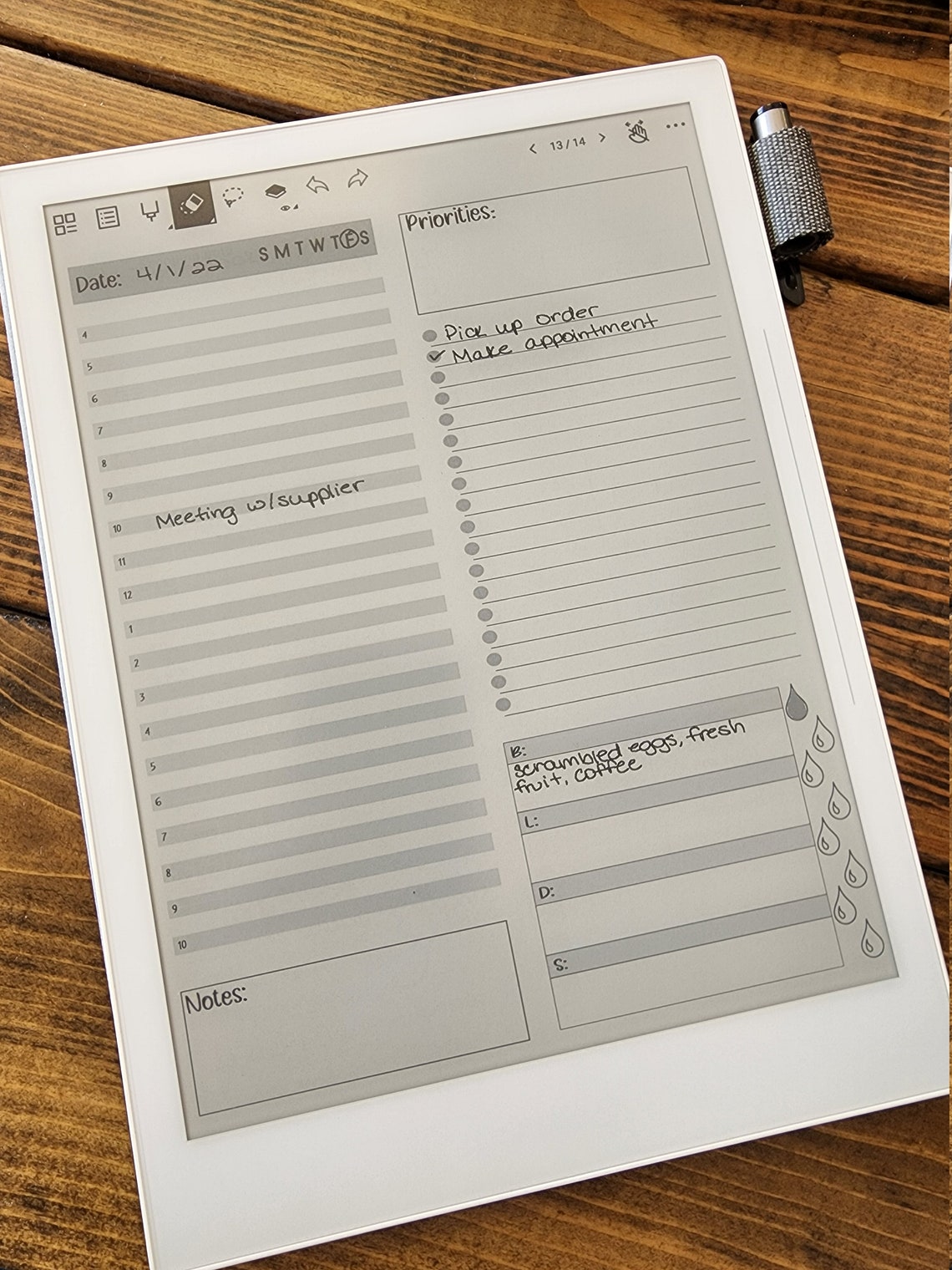 Daily Agenda Template - Supernote A5X - Etsy