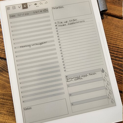 Meal Plan Template Supernote A5X - Etsy