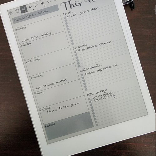 Meal Plan Template Supernote A5X - Etsy Canada