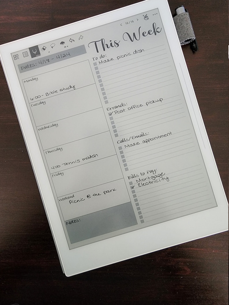 Supernote Weekly Agenda Template - Etsy