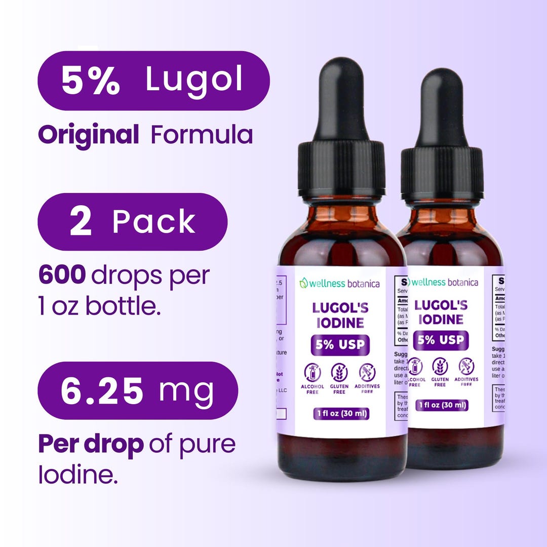 Lugol's Iodine Solution 5% Authentic Formula & Accurate Potency (2 Pack ...