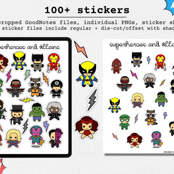Superheroes Stickers - Etsy