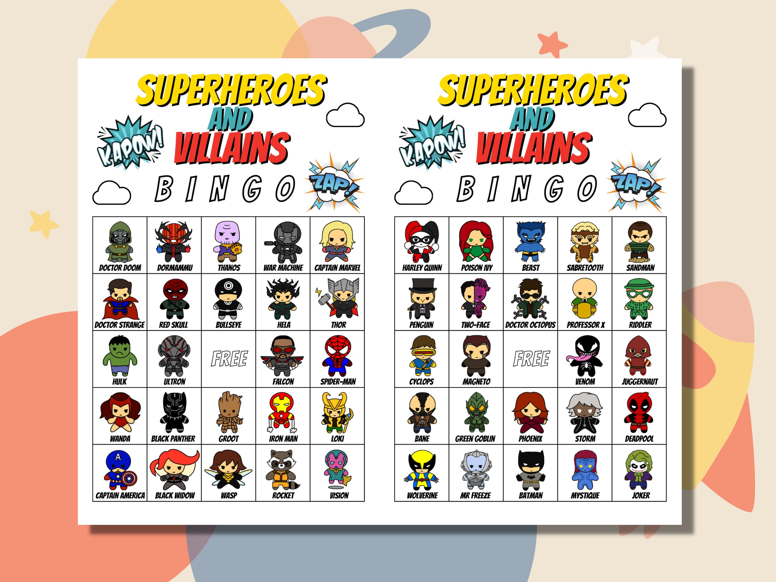 Superheroes and Villains Bingo | Superheroes, Villains, Bingo, Comic ...
