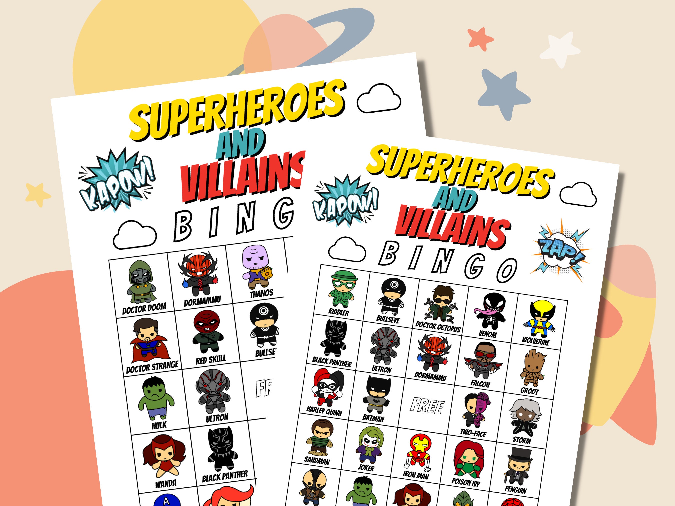 Superheroes and Villains Bingo | Superheroes, Villains, Bingo, Comic ...