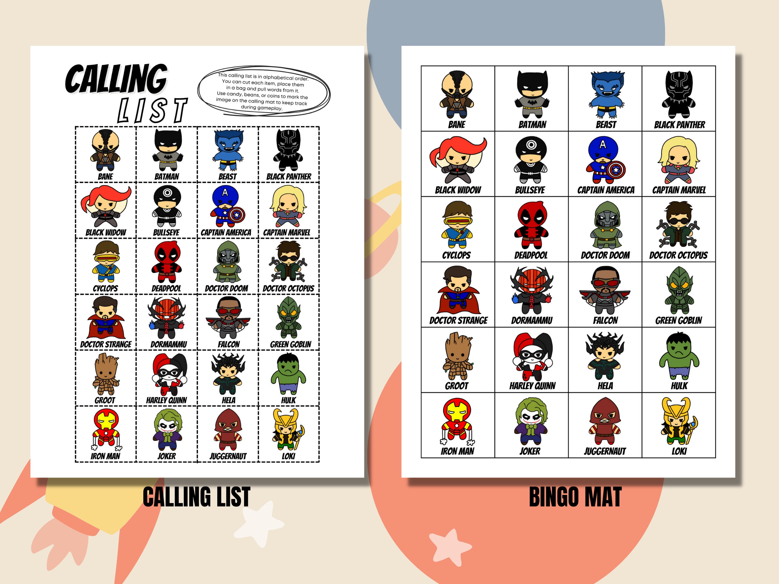 Superheroes and Villains Bingo | Superheroes, Villains, Bingo, Comic ...