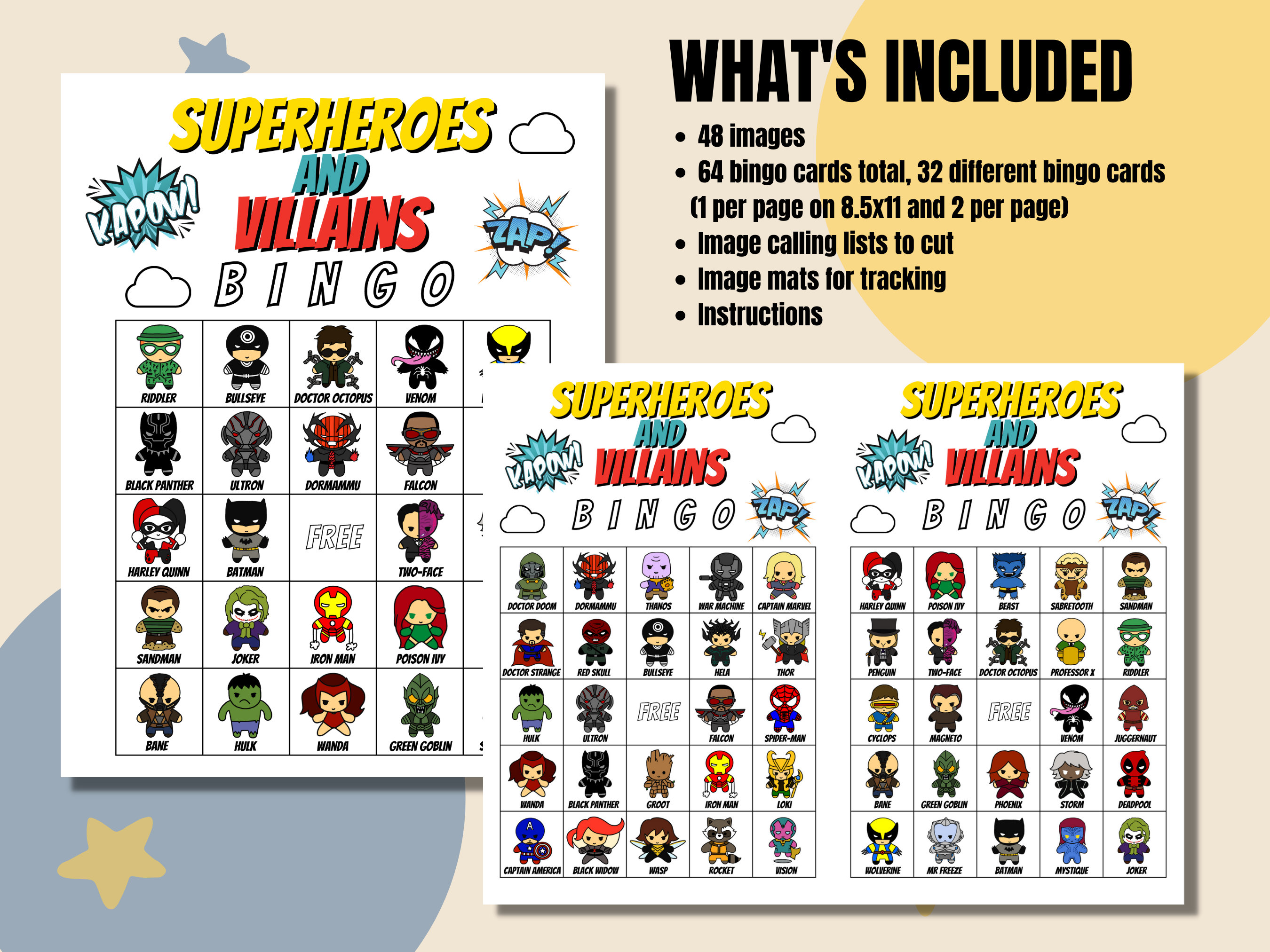 Superheroes and Villains Bingo | Superheroes, Villains, Bingo, Comic ...
