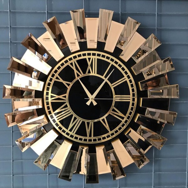 Large Mirror Wall Clock - Etsy
