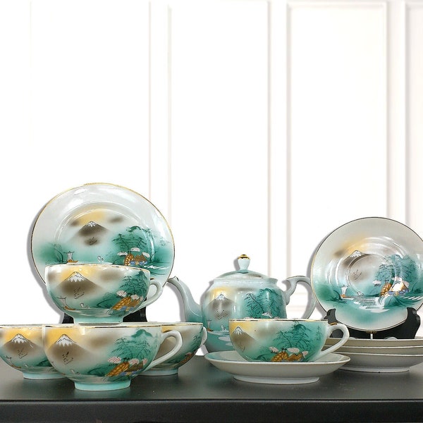 Japanese Kutani Eggshell Porcelain Tea Set - Etsy