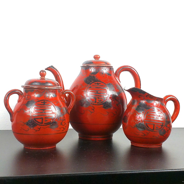 Japanese Kutani Eiraku Porcelain Red Dragon Tea Set - Etsy