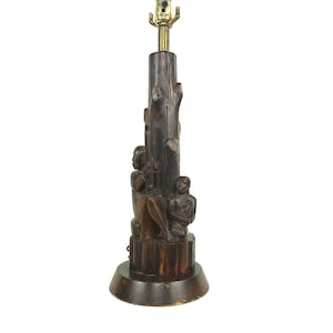 Filipino Hand Carved Wooden Table Lamp, Igorot Oceanic Art, Philippines ...