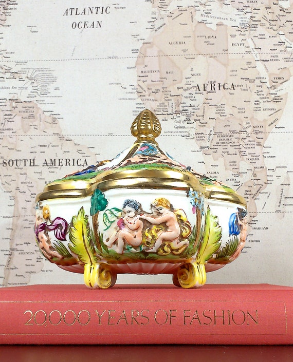 Italian Capodimonte Jewelry Box, Antique Trinket Box,… - Gem