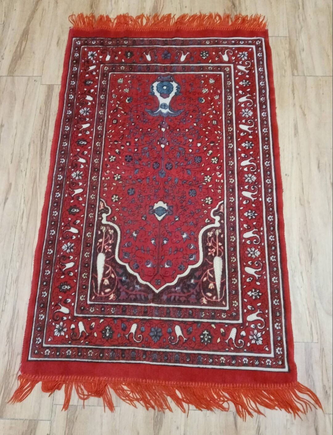 Arabic Prayer Rug, Islamic Prayer Rug, Red Vintage Prayer Rug ...