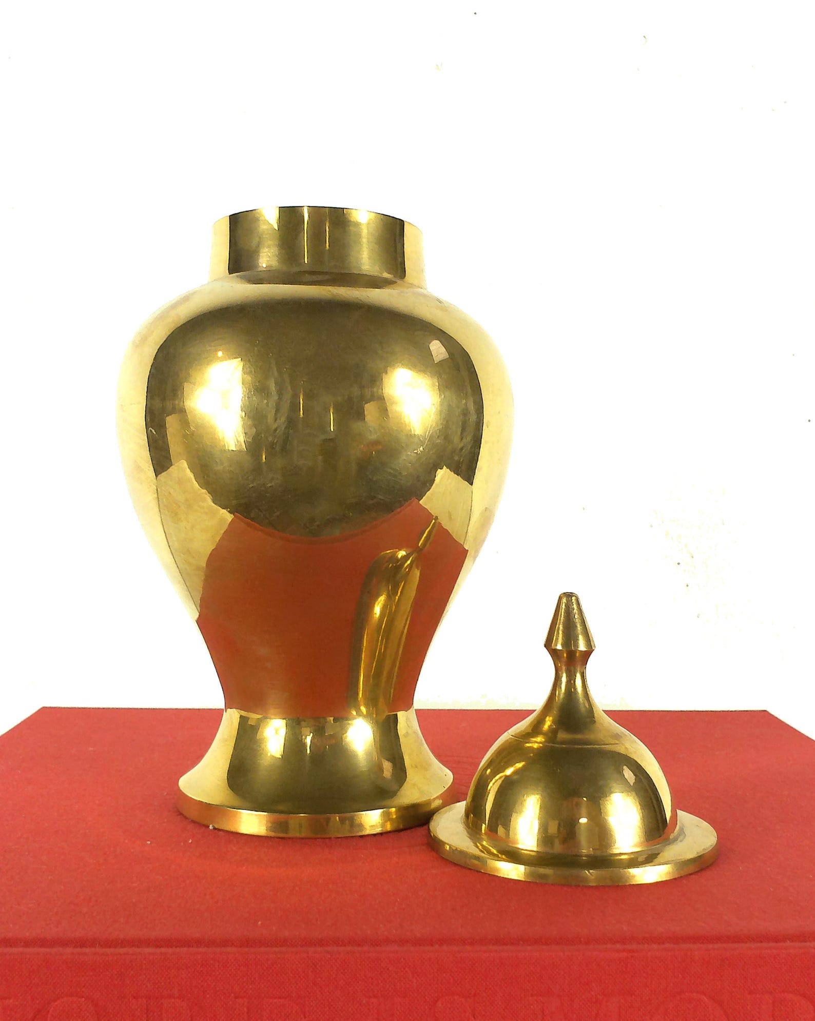 Chinese Pair / Set of 2 Turned Brass Ginger Jars, Grand Millennial Home ...
