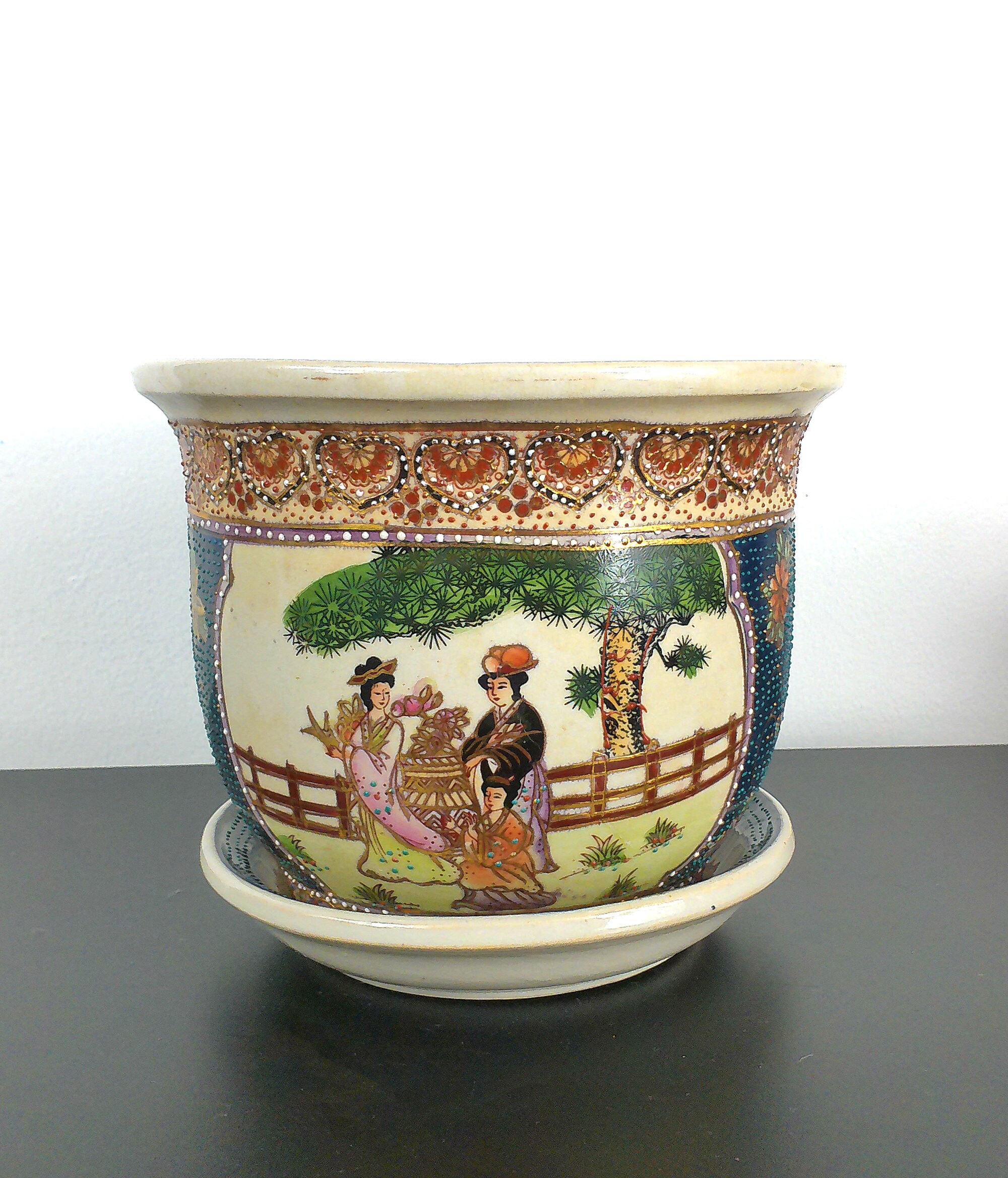 Japanese Planter, Chinoiserie Chic, Grand Millennial, Satsuma, Moriage ...