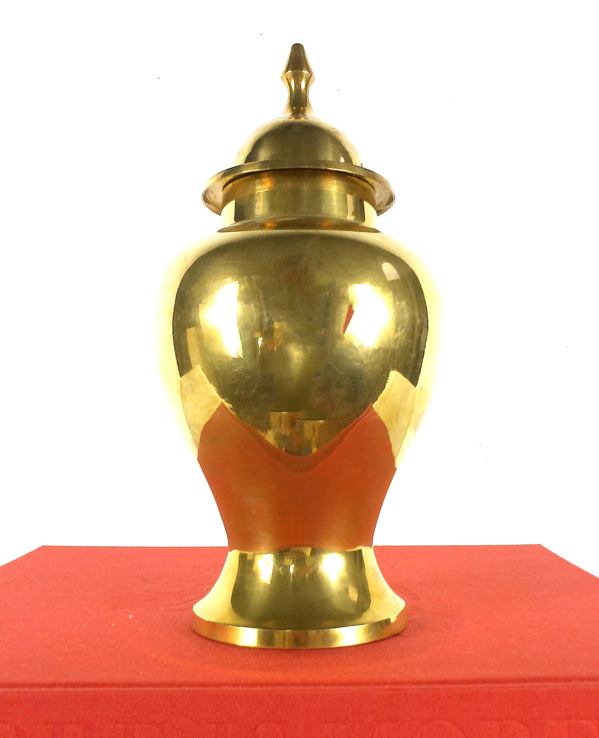Chinese Pair / Set of 2 Turned Brass Ginger Jars, Grand Millennial Home ...