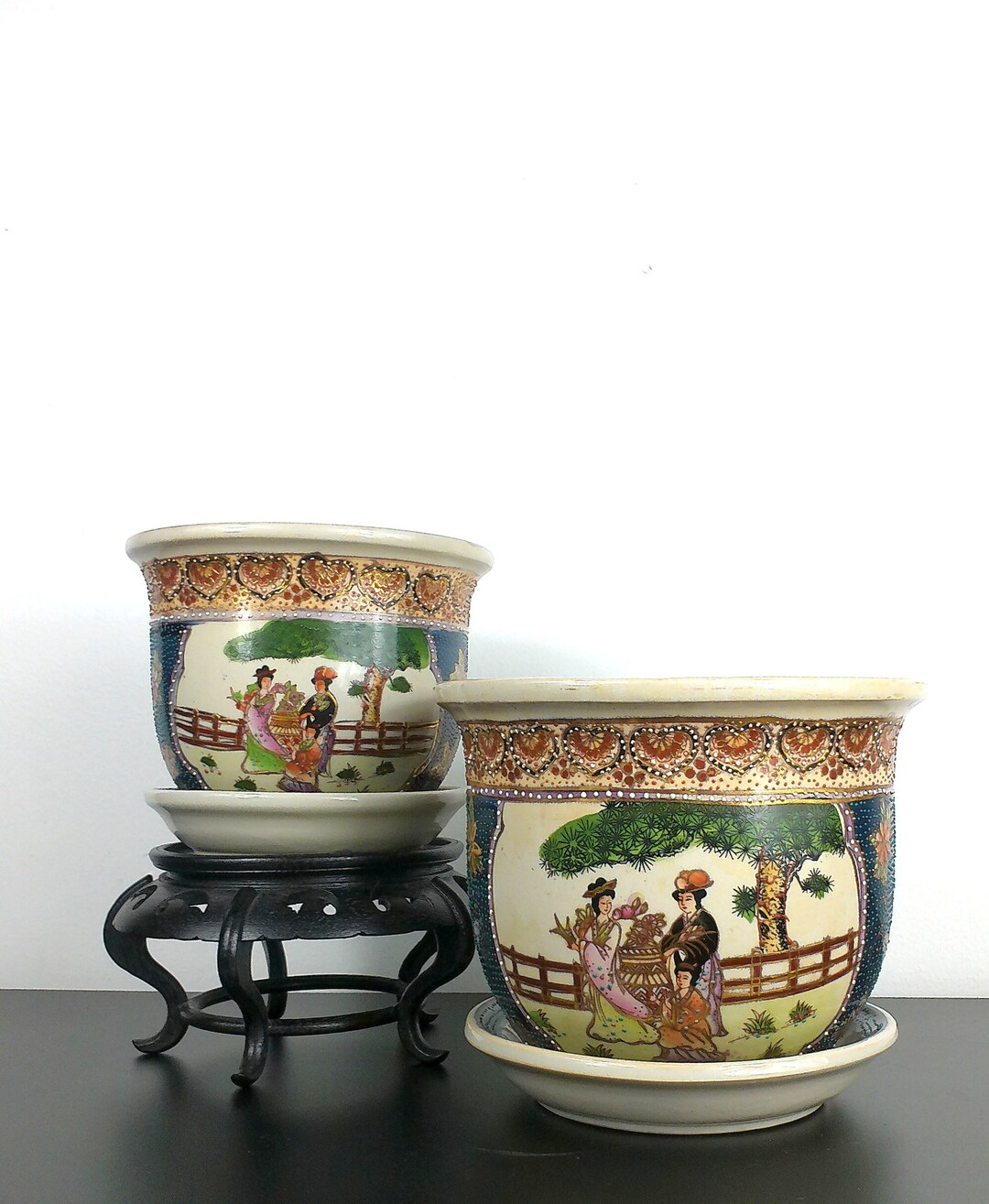 Japanese Planter, Chinoiserie Chic, Grand Millennial, Satsuma, Moriage ...