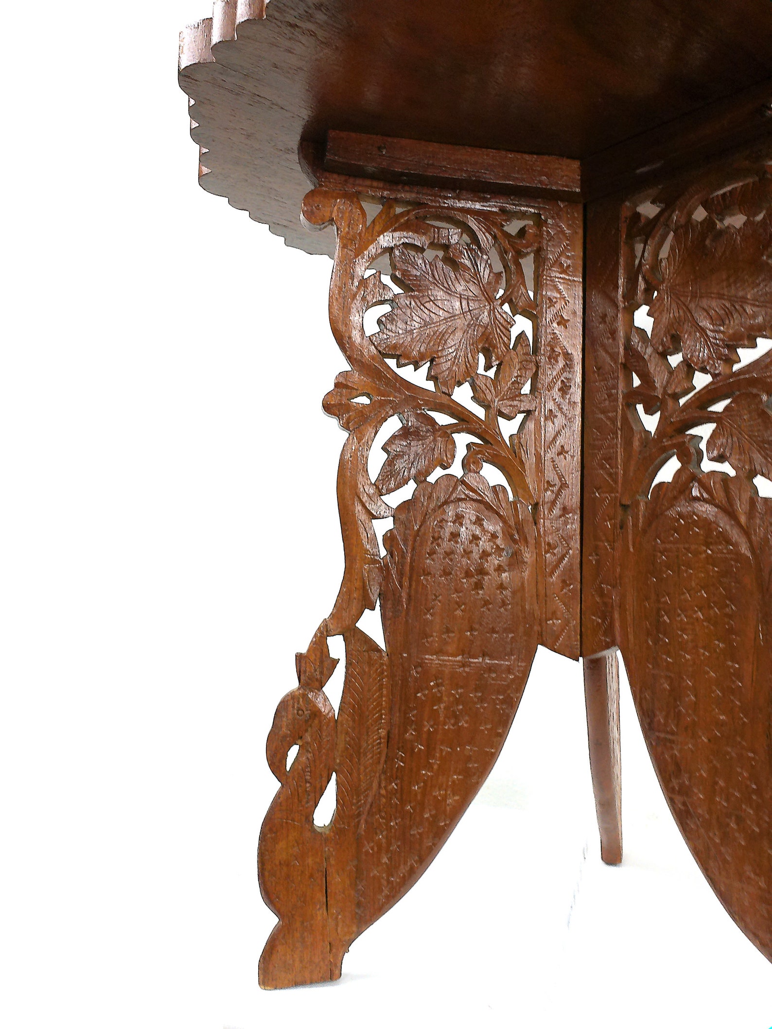 Anglo Indian Hand Carved Wooden Occasional Table, Brass Inlay Furniture ...