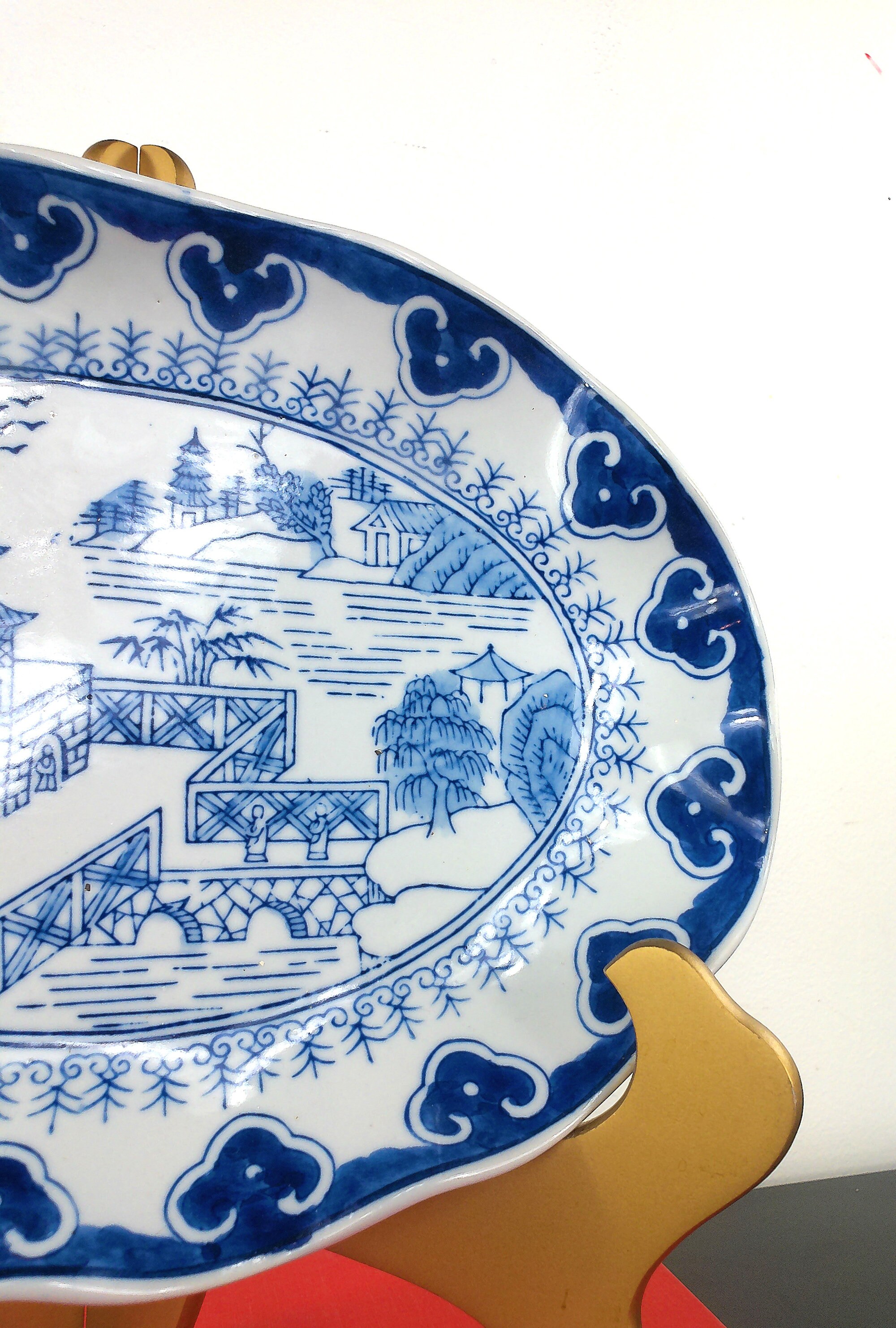 Chinese Export Blue and White Scalloped Tray, Relish Dish, Antique ...