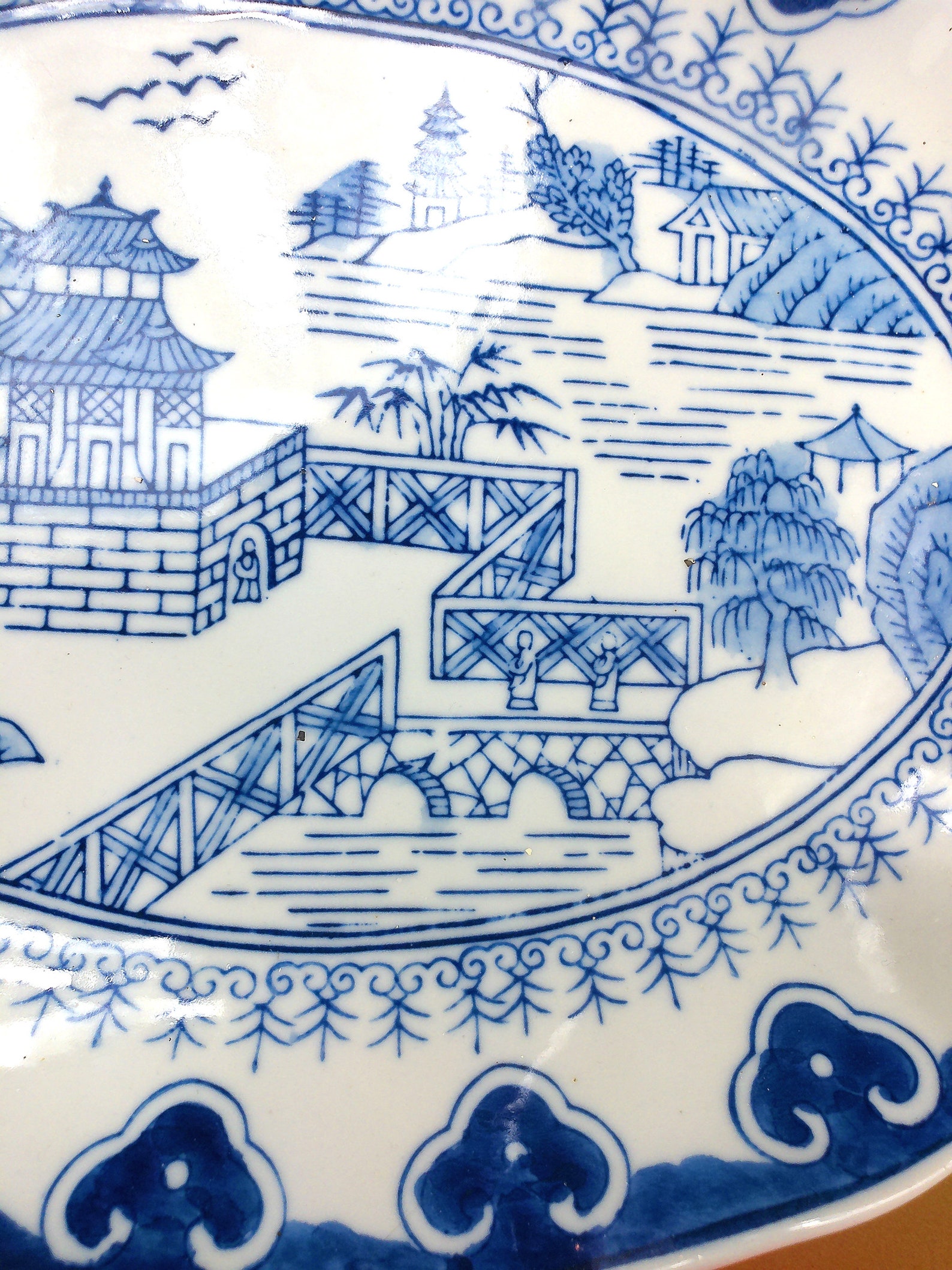 Chinese Export Blue and White Scalloped Tray, Relish Dish, Antique ...