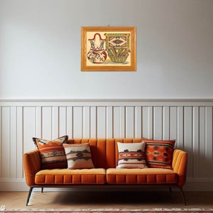 New Mexico Native American Framed Still Life Sand Painting Signed C ...