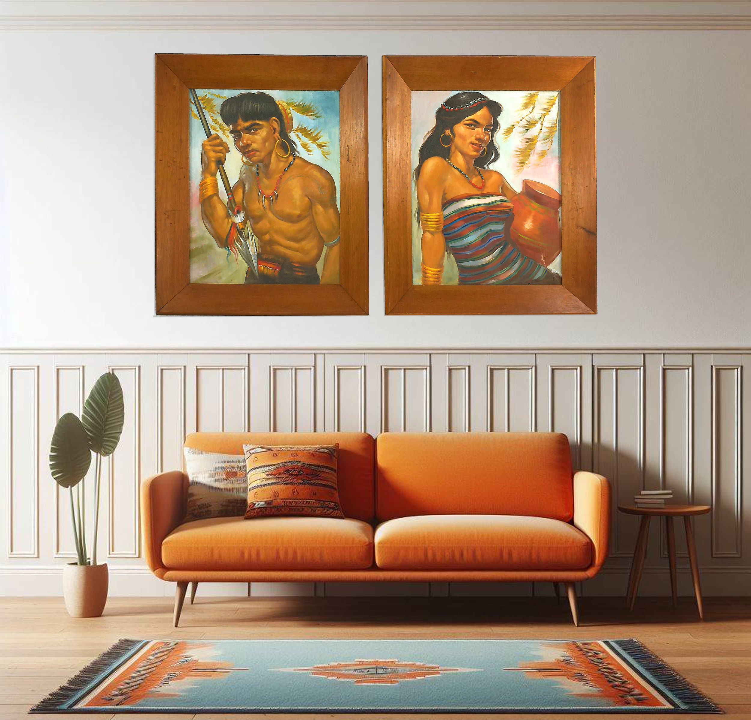 Filipino Pair of Igorot Portrait Paintings Attributed to Benjamin Alano ...