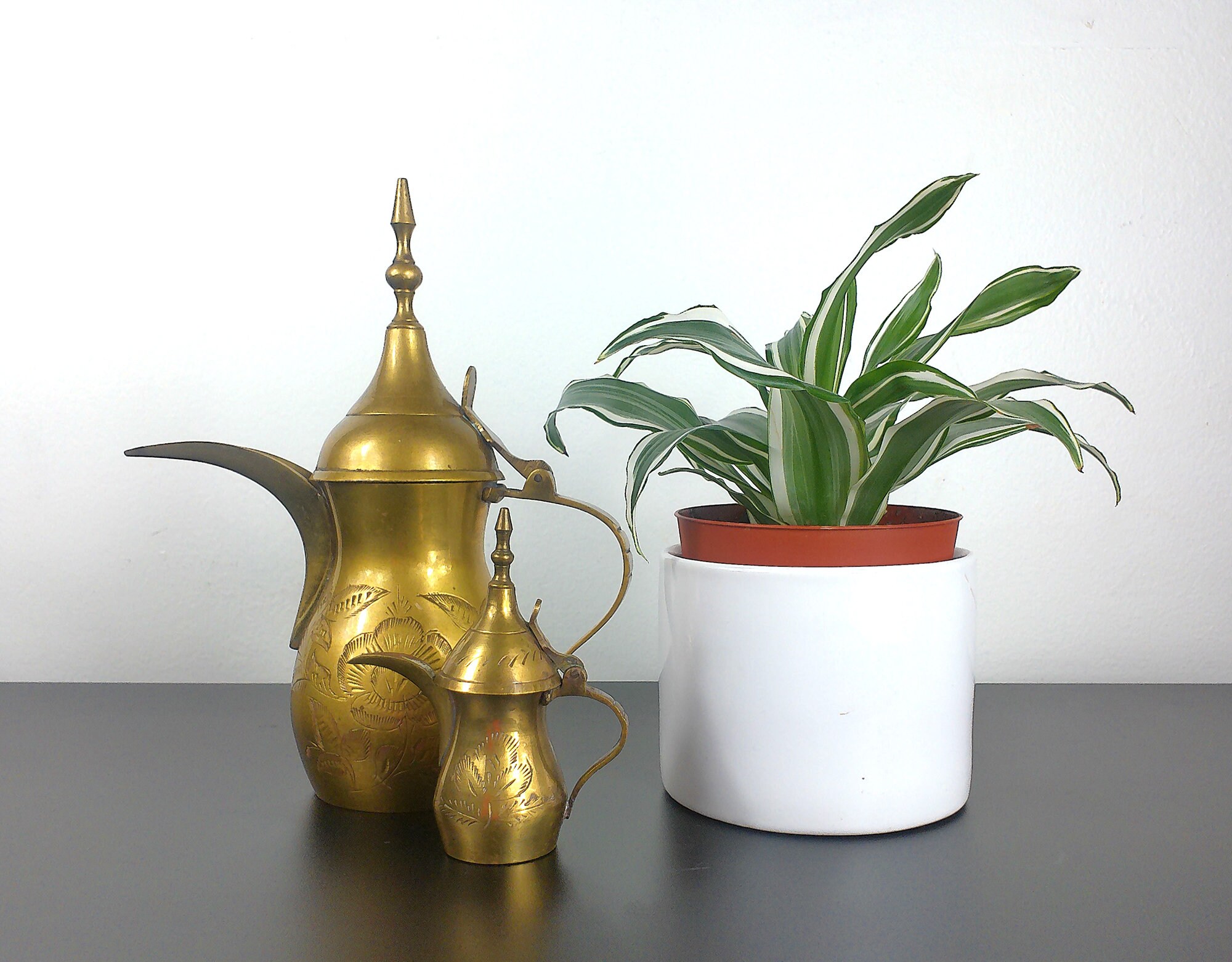 Turkish Islamic Brass Tea Sets, Dallah, Golf Carafe, Full Service ...