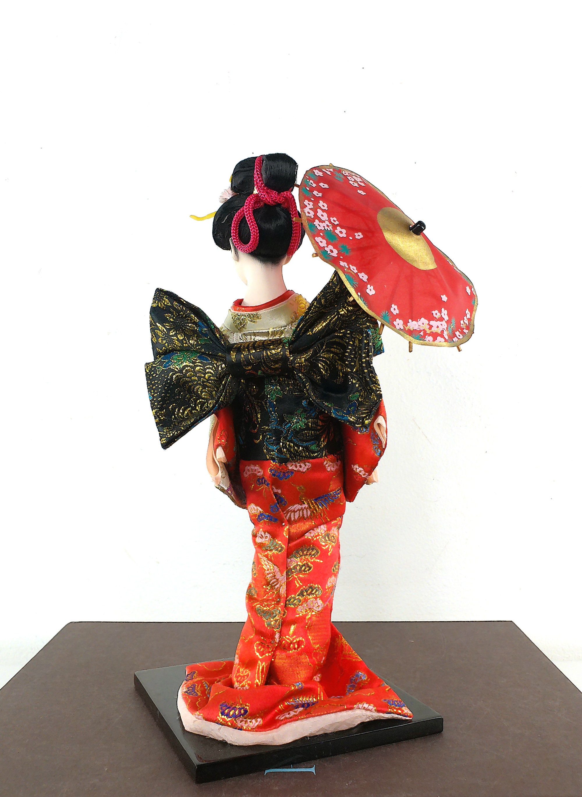 Vintage Japanese Kyugetsu Geisha Doll With Red Kimono & Umbrella ...