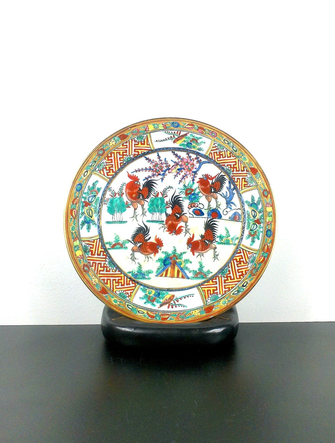 Chinese Export Famille Rose Rooster Plate, Feng Shui, Vintage ...