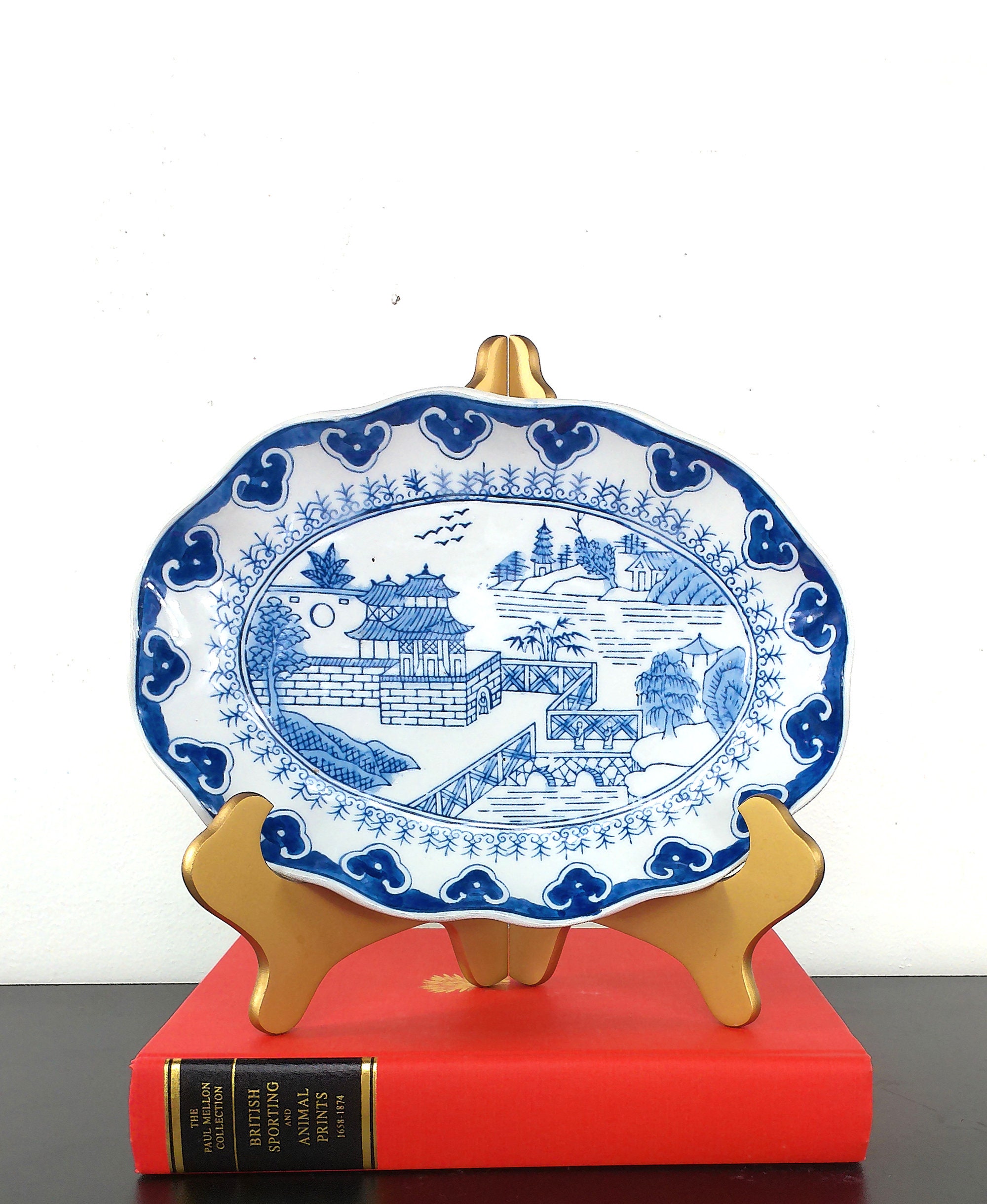 Chinese Export Blue and White Scalloped Tray, Relish Dish, Antique ...