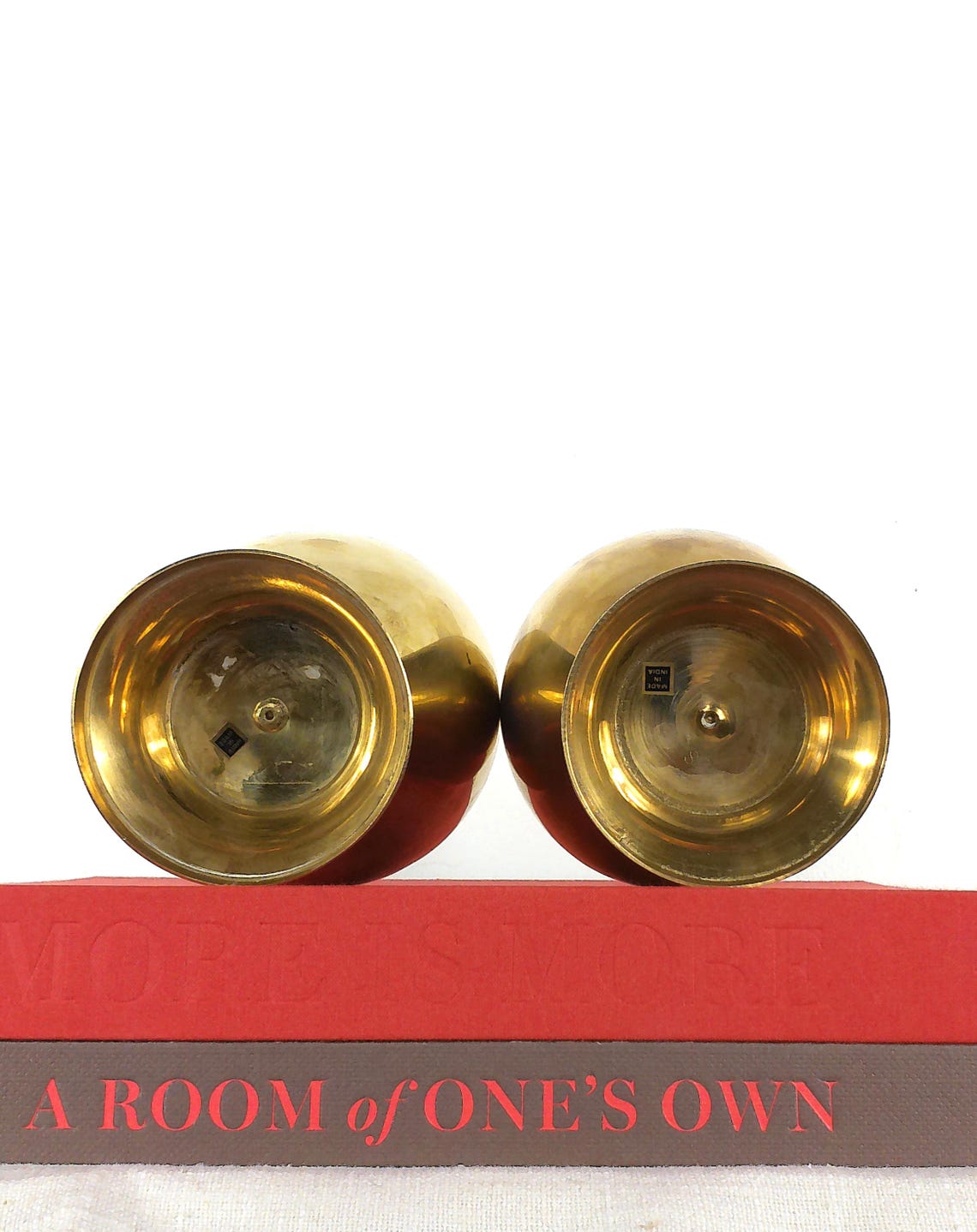 Chinese Pair / Set of 2 Turned Brass Ginger Jars, Grand Millennial Home ...