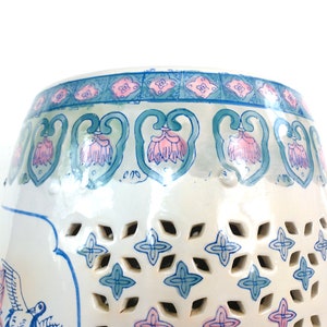 Chinese Antique Pink and Green Ceramic Garden Stool, Chinoiserie Chic ...