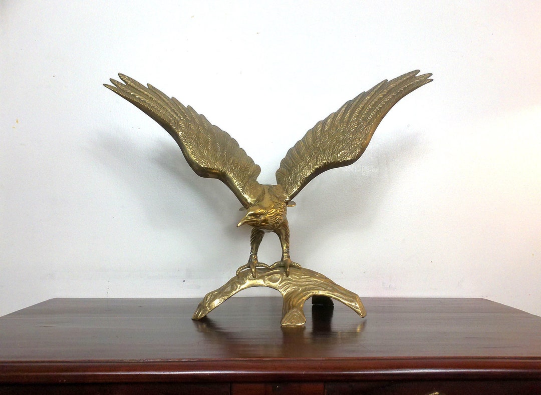 Vintage 70s Extra Large Gold Brass Eagle Statue, Hollywood Regency ...