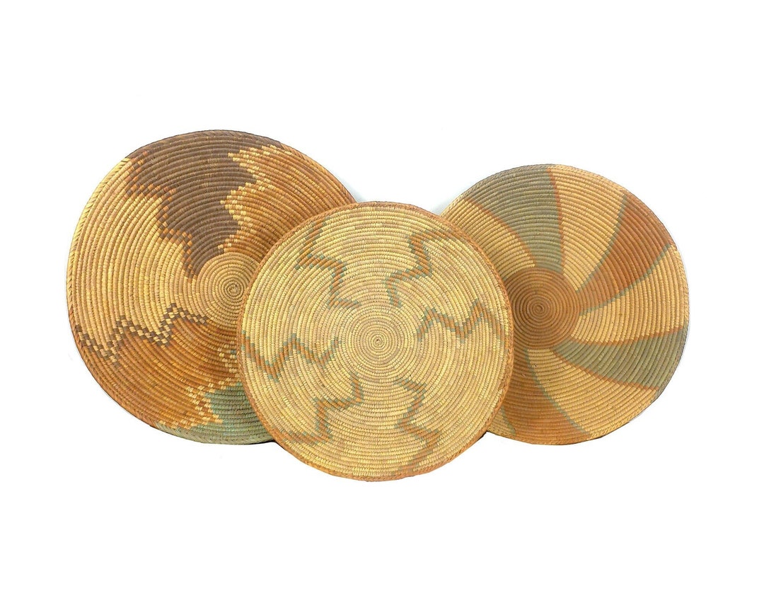 Native American Antique Apache Polychrome Woven Baskets, Jicarilla ...