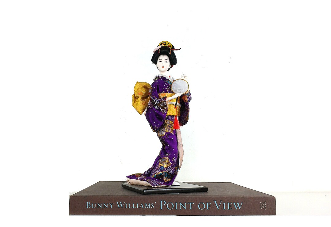 Vintage Japanese Kyugetsu Geisha Doll With Purple Kimono, Chinoiserie ...
