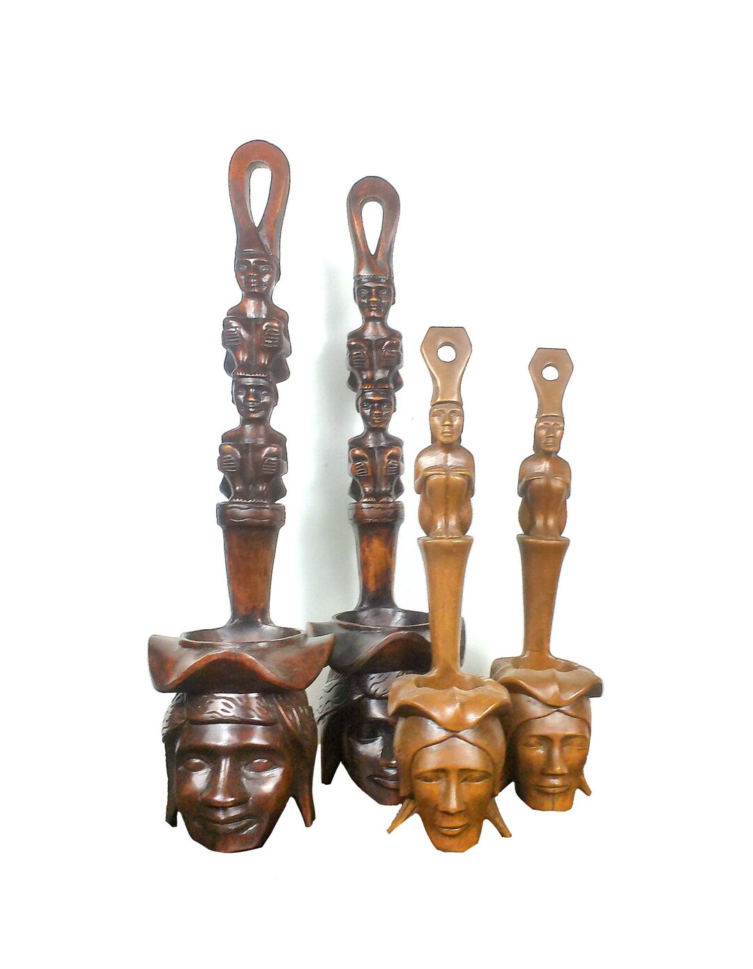 Philippines Art, Oceanic, Igorot Wooden Sculpture Pair, Mid-century ...