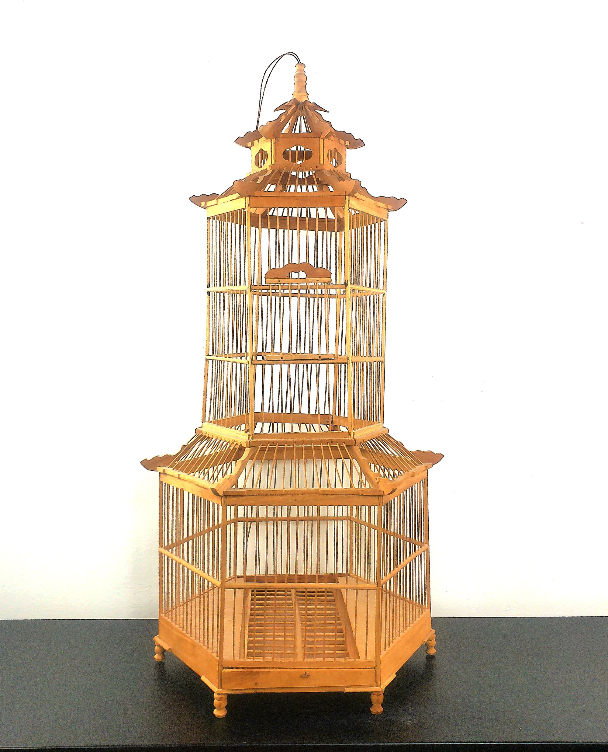 Chinese Antique Extra Large Pagoda Shaped Bamboo Birdcage, Wedding ...