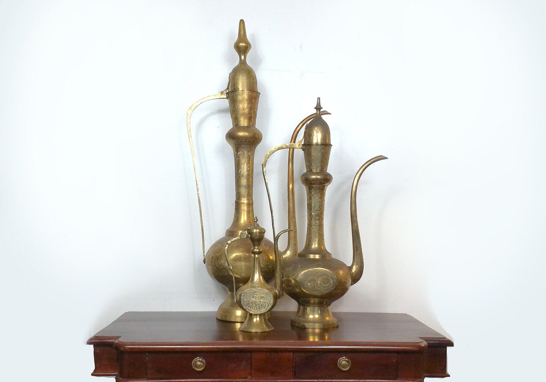 Turkish Brass Tea Pots, Dallah, Ewer, Middle Eastern Decor, Islamic ...