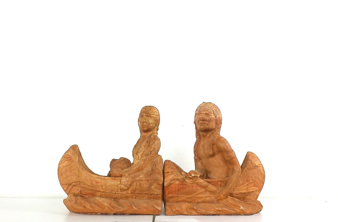 Native American Comanche Clay Bookends, Indigenous Art, Husband and ...