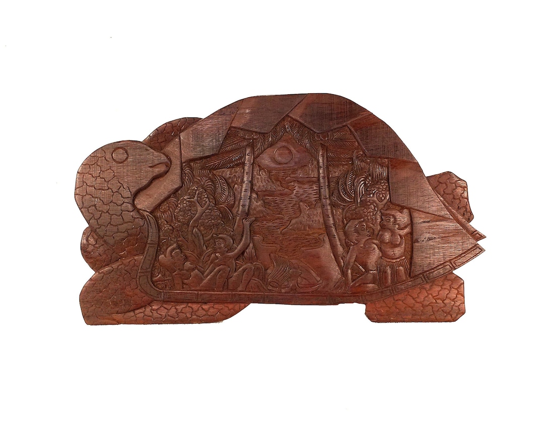 Igorot 11" X 22" Hand Carved Mahogany Wall Panel, Garden of Eden, Asian ...