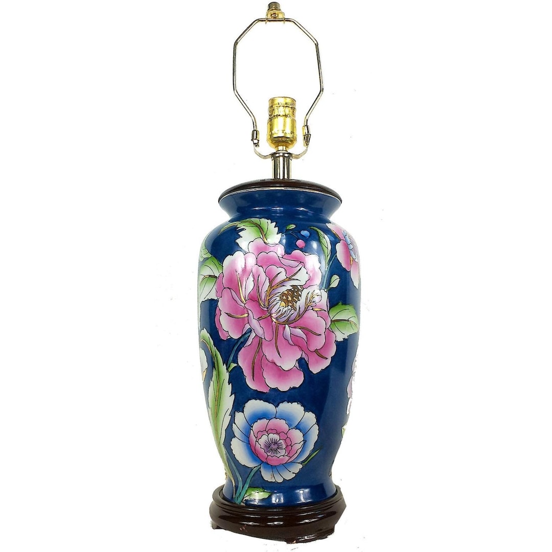 Vintage Blue Ceramic Table Lamp, Lighting, Grand Millennial ...