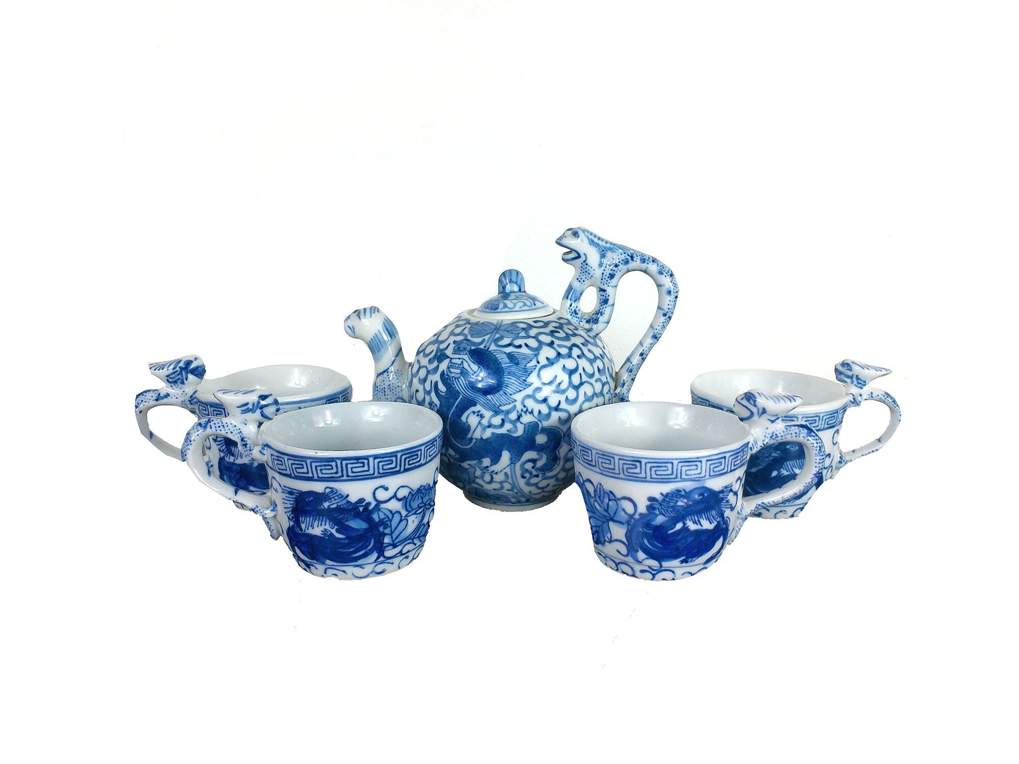 Chinese Blue and White Porcelain Tea Set, Asian Teapot, Chinoiserie ...