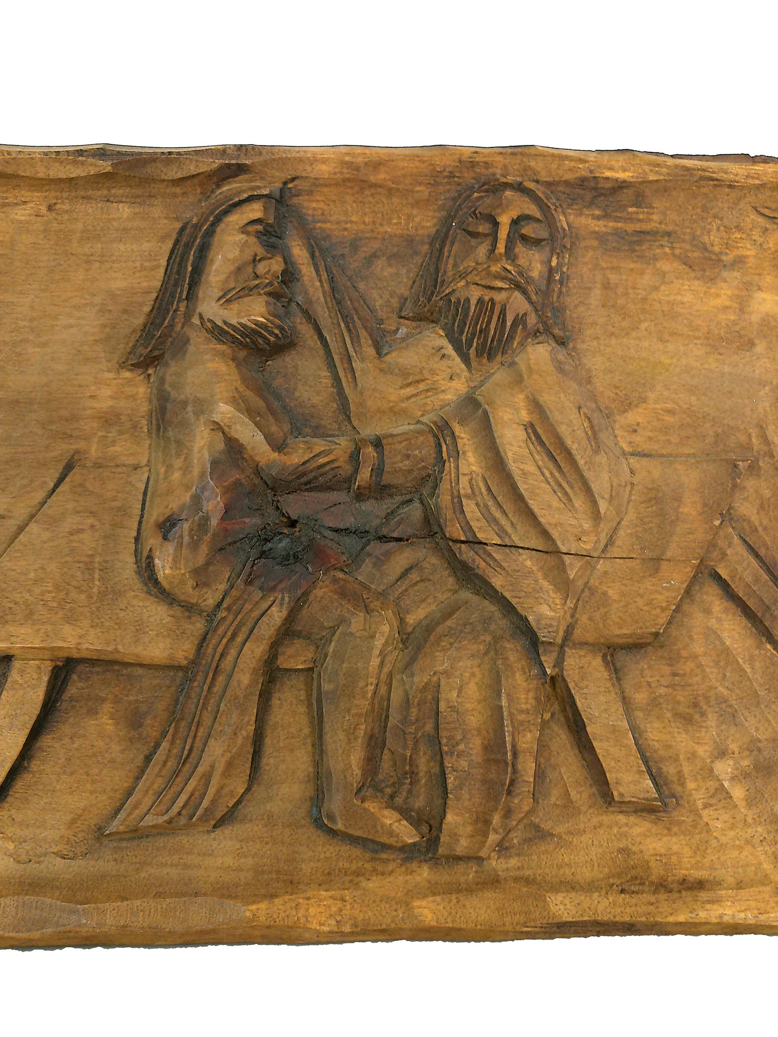 Antique Italian Carved Wall Plaque, Jesus Healing, Folk Art, Religious ...