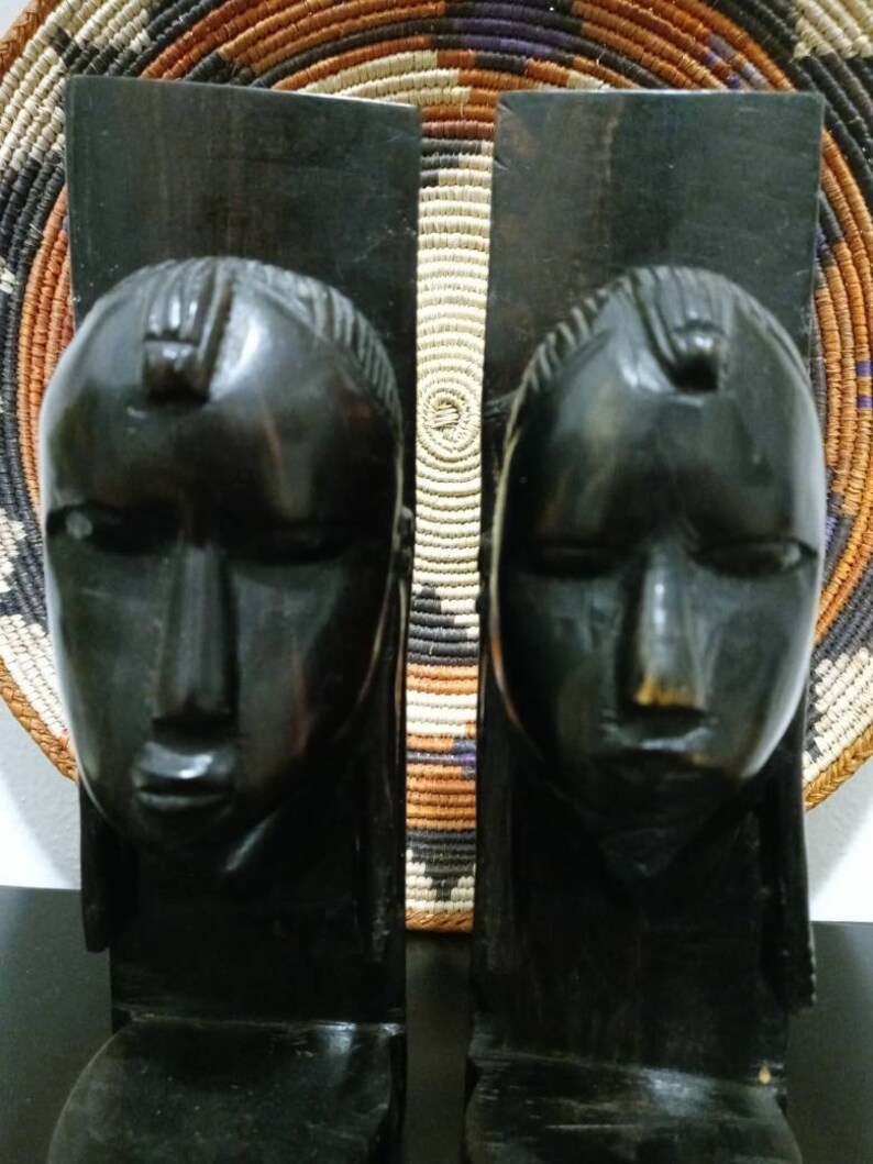African Bookends Kenyan Ebony Wood Bookends Kenyan Hand - Etsy