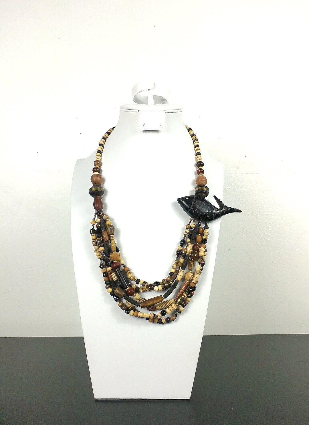 African Beaded Necklace, Hausa-fulani, Bone Beads, Statement Necklace ...