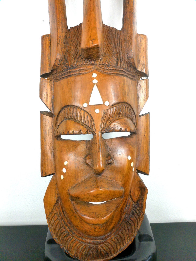 African Masks Senegalese Masks Hand Carved Wooden Bone Inlay - Etsy