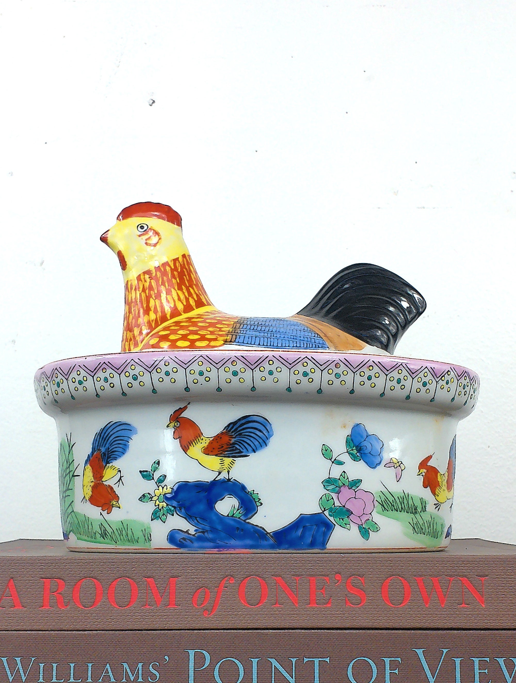 Chinese Export Antique Casserole Dish, Famille Rose, Hen, Grand ...