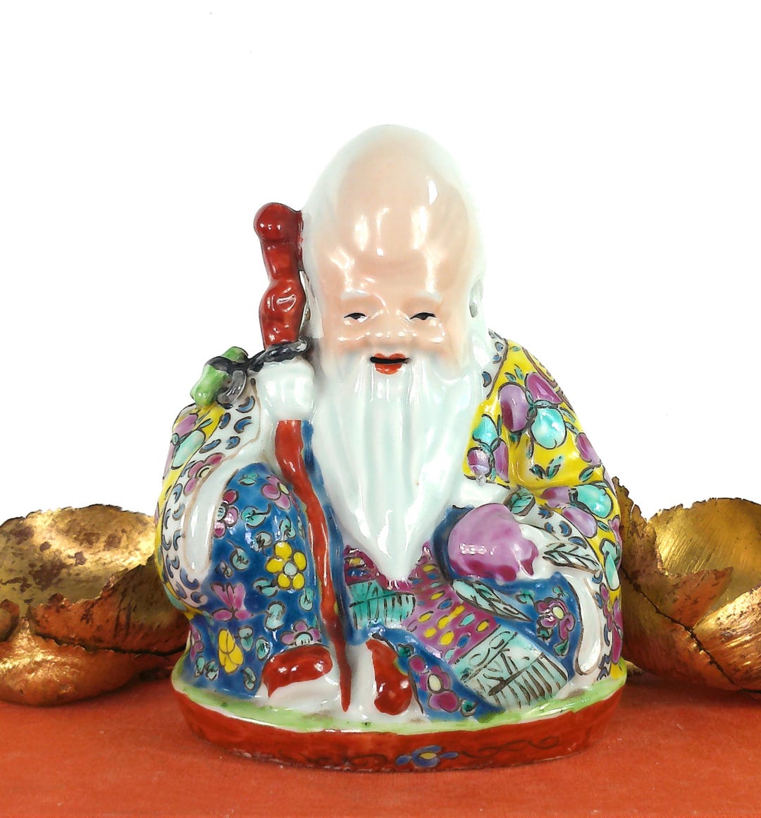 Antique Famille Rose Shou Xing Sculpture, Chinoiserie Figure, Grand ...