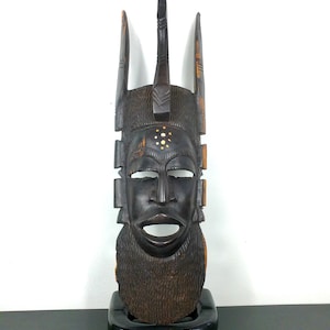 African Masks, Senegalese Masks, Hand Carved Wooden Bone Inlay Mask ...