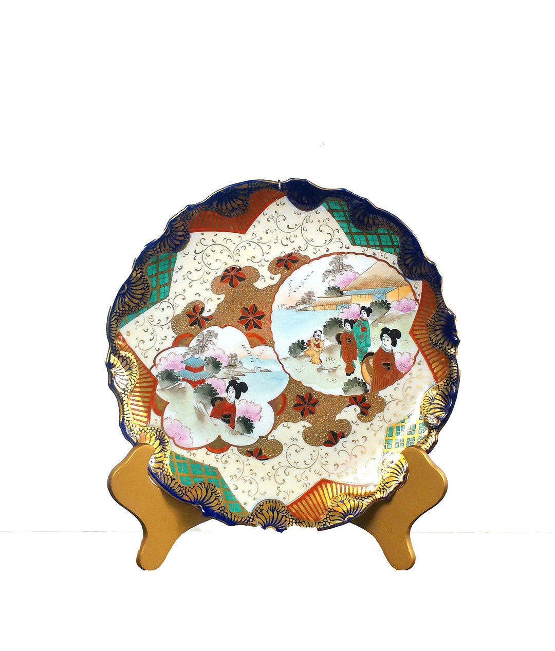 Japanese Porcelain Large Decorative Plate Nippon Bibi Mark - Etsy